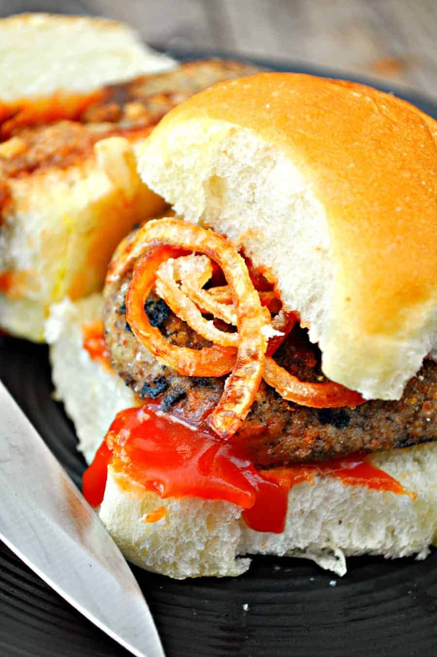 Vegan Mushroom Meatloaf Sliders with Crispy Shallots - Rabbit and Wolves