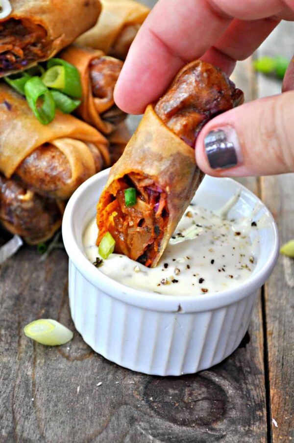 Vegan Southern BBQ Jackfruit Spring Rolls - Rabbit and Wolves