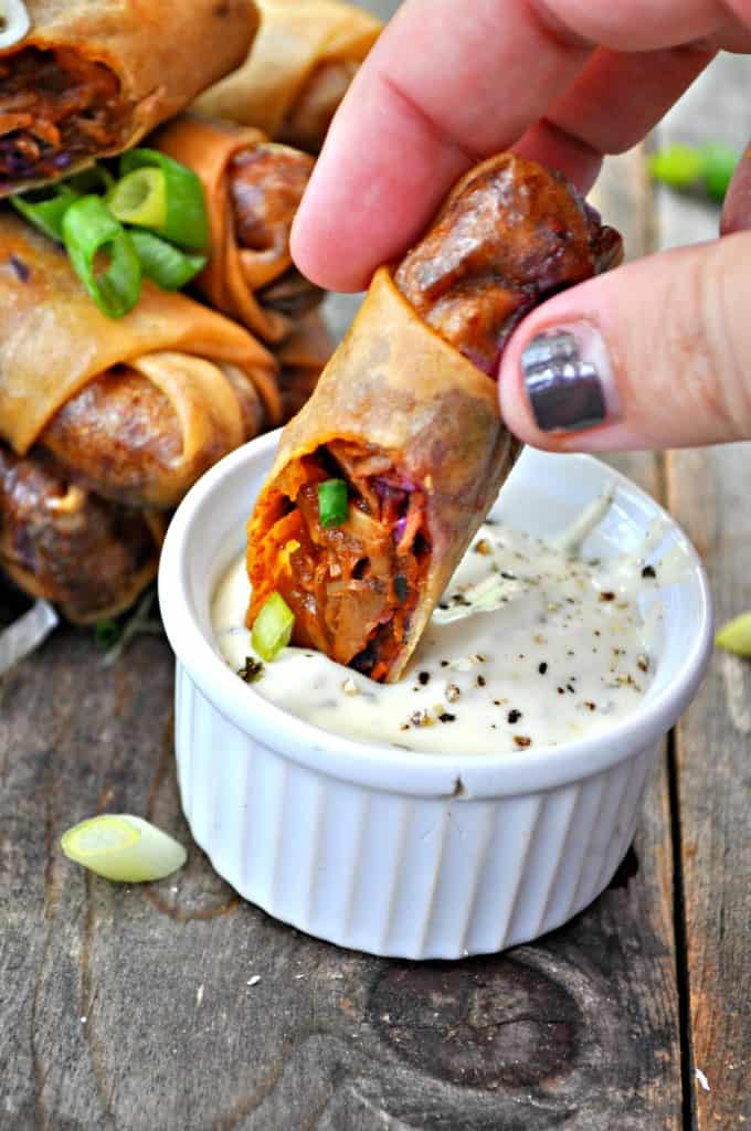 Vegan Southern BBQ Jackfruit Spring Rolls - Rabbit and Wolves