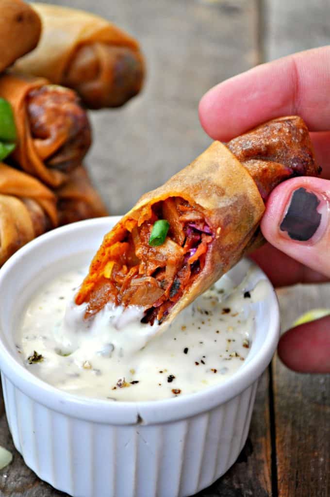 Vegan Southern BBQ Jackfruit Spring Rolls - Rabbit and Wolves