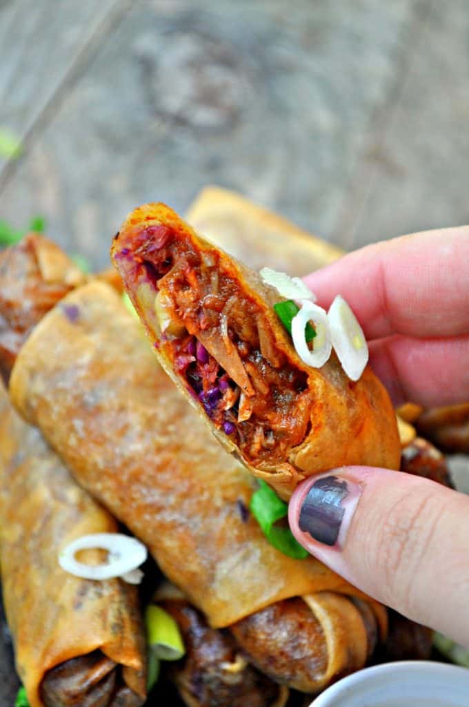 Vegan Southern BBQ Jackfruit Spring Rolls - Rabbit and Wolves