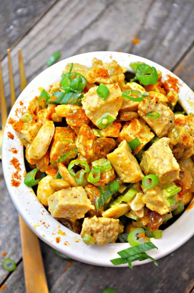 Vegan Curry Seitan "Chicken" Salad - Rabbit and Wolves