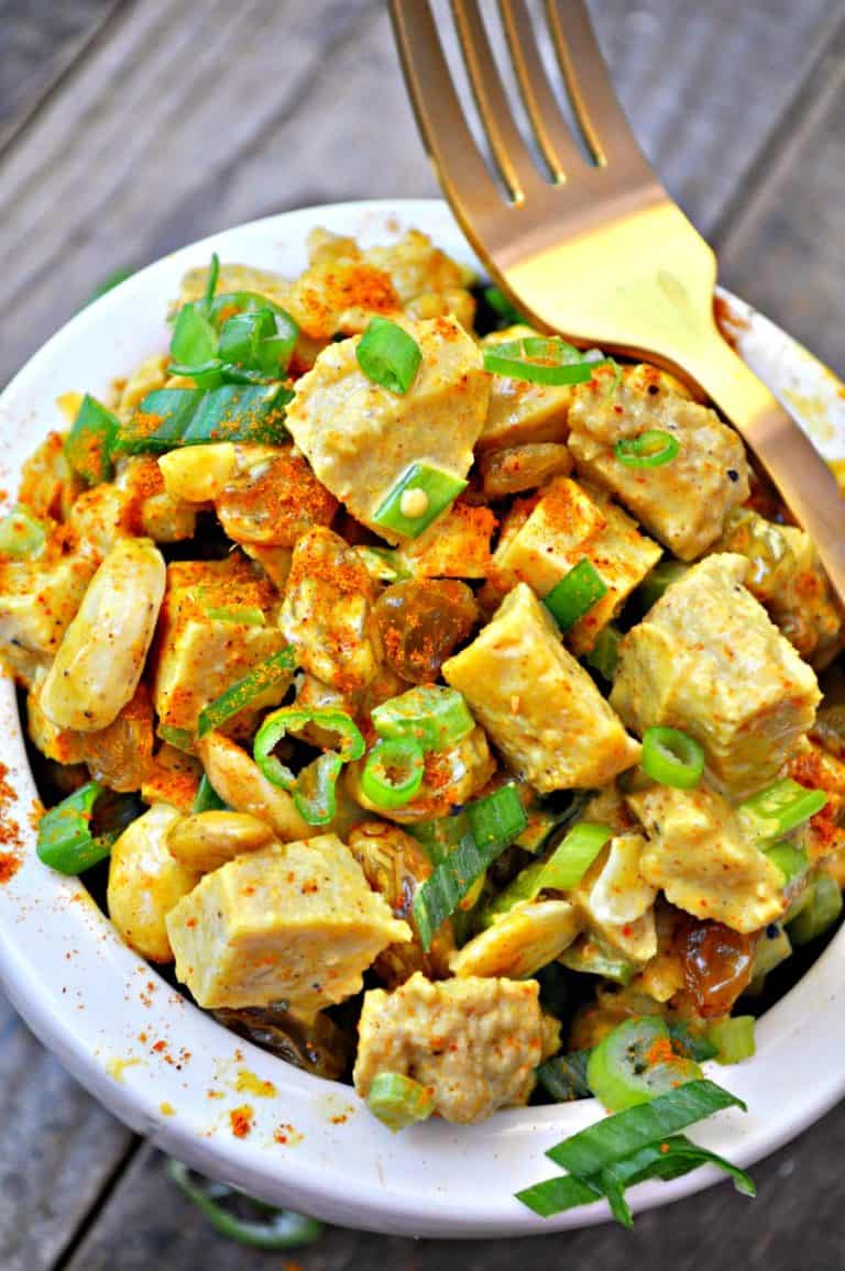 Vegan Curry Seitan "Chicken" Salad - Rabbit and Wolves