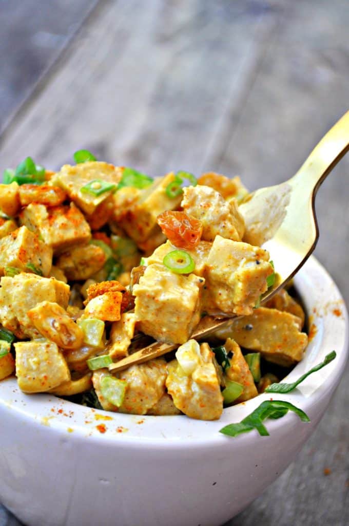 Vegan Curry Seitan "Chicken" Salad - Rabbit and Wolves