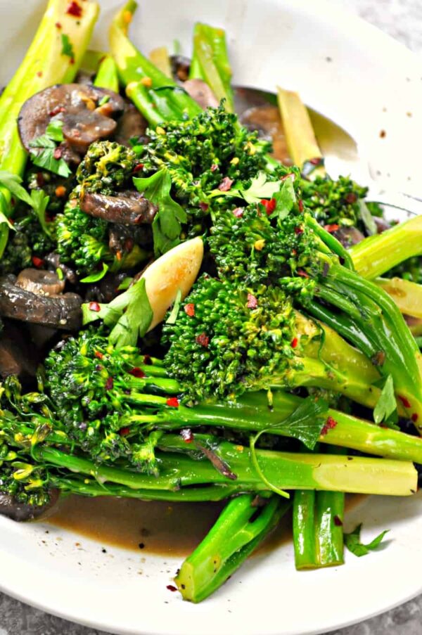 Vegan Broccolini Marsala - Rabbit and Wolves