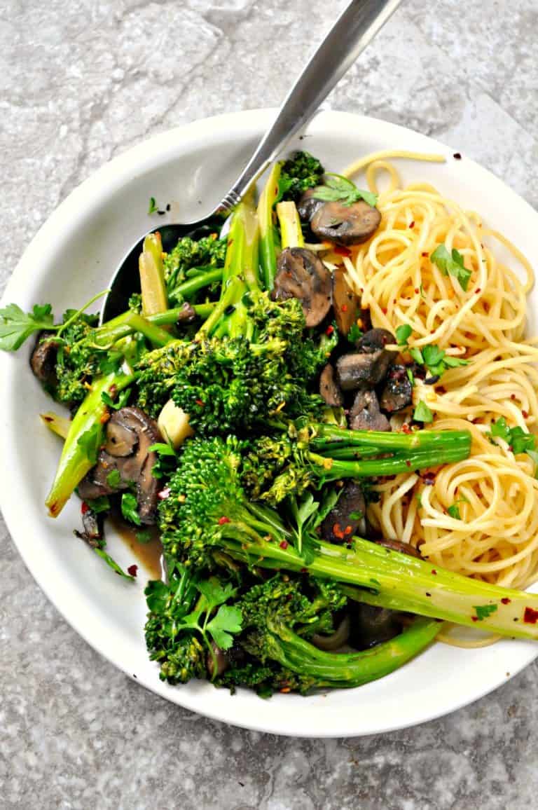 Vegan Broccolini Marsala - Rabbit and Wolves