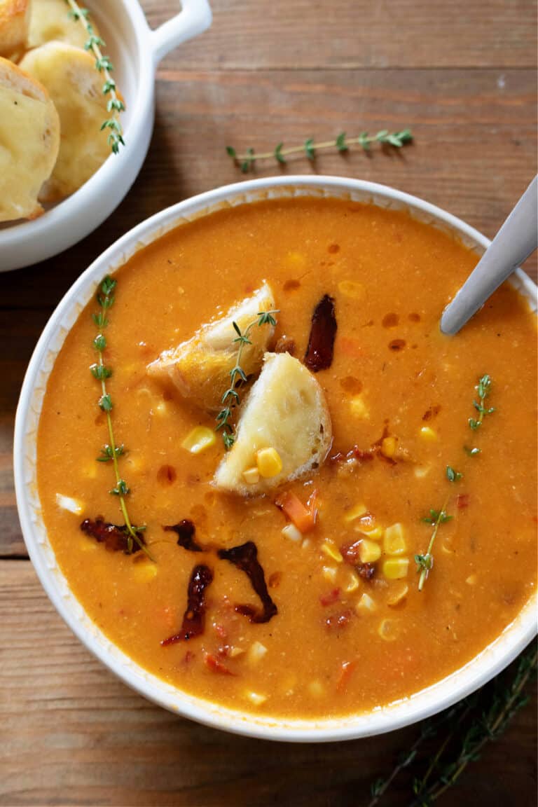 Vegan Sun-Dried Tomato Corn Chowder - Rabbit and Wolves