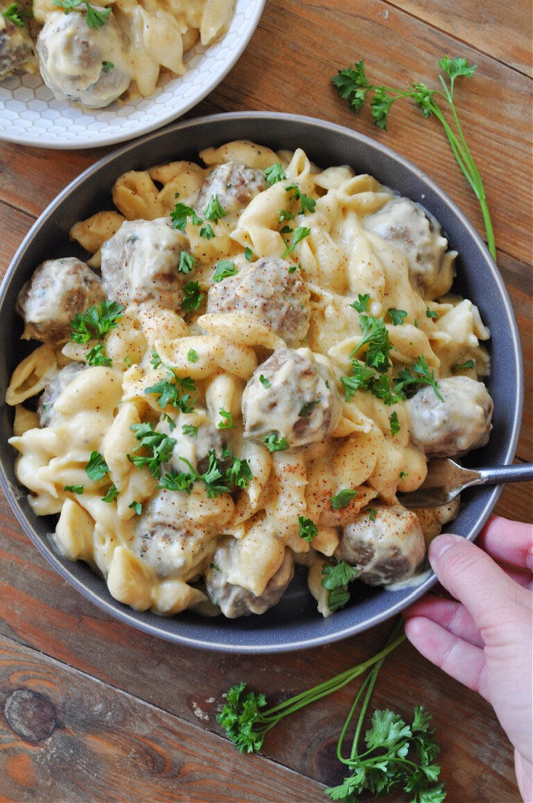 Vegan Swedish Meatball Pasta - Rabbit and Wolves