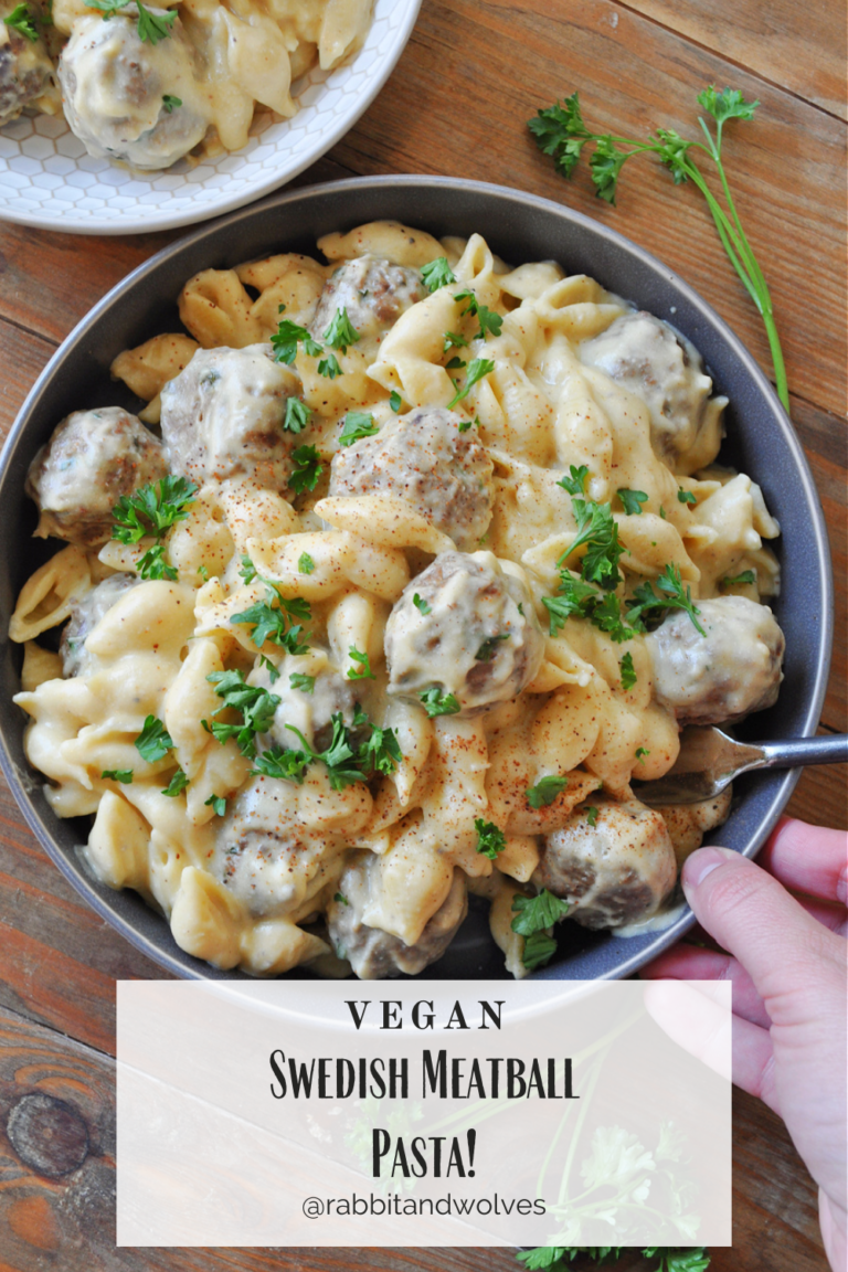Vegan Swedish Meatball Pasta - Rabbit and Wolves