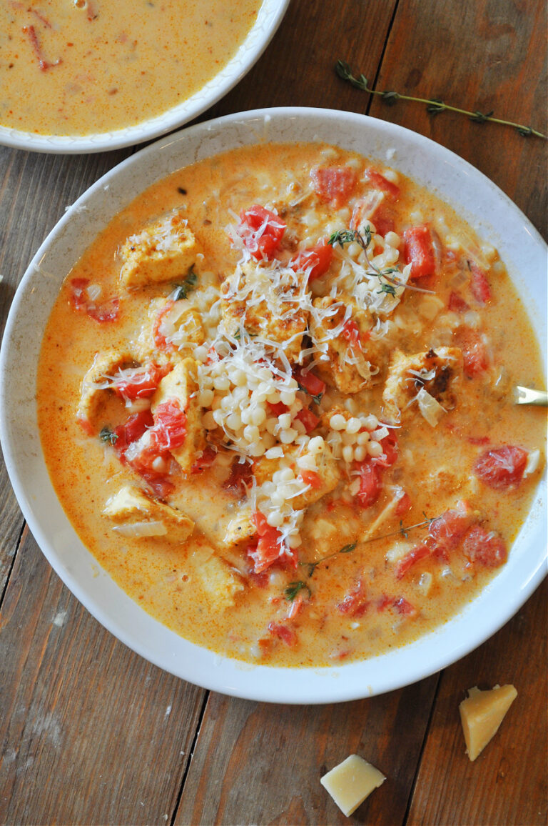 Vegan Creamy Cajun "Chicken" and Couscous Soup - Rabbit and Wolves