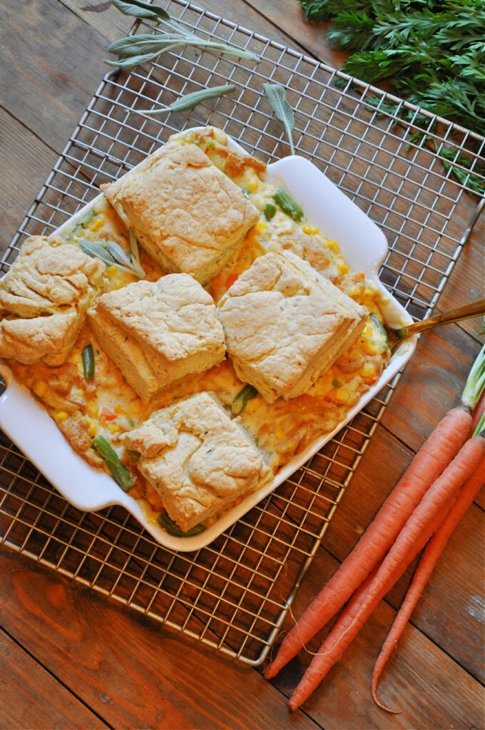 Vegan Creamy "Chicken" and Vegetable Cobbler - Rabbit and Wolves