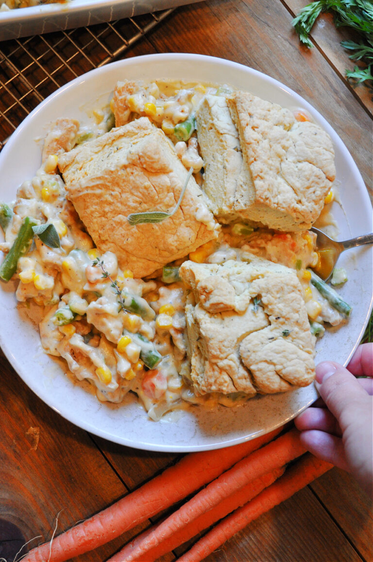 Vegan Creamy "Chicken" and Vegetable Cobbler - Rabbit and Wolves
