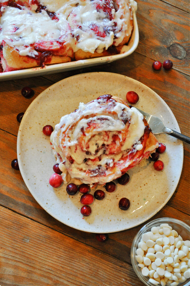 White Chocolate Cranberry Vegan Cinnamon Rolls - Rabbit and Wolves