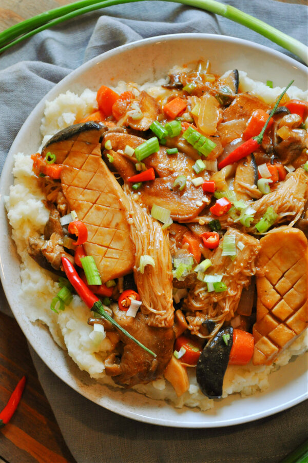 Vegan Miso Braised Mushrooms - Rabbit and Wolves