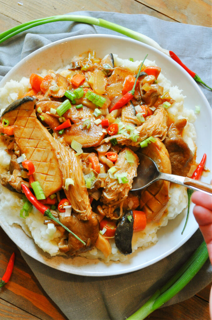 Vegan Miso Braised Mushrooms - Rabbit and Wolves