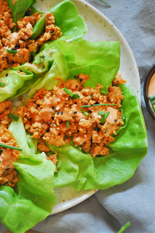 Easy Vegan Tofu Lettuce Wraps - Rabbit and Wolves