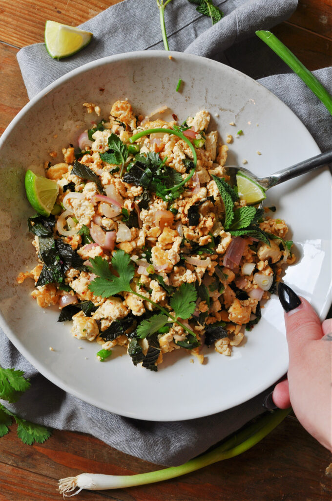 The Best Vegan Larb Inspired Tofu - Rabbit and Wolves