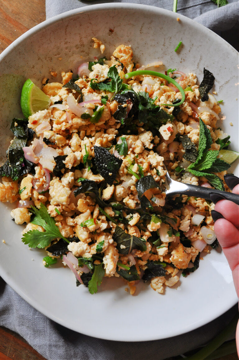 The Best Vegan Larb Inspired Tofu - Rabbit and Wolves