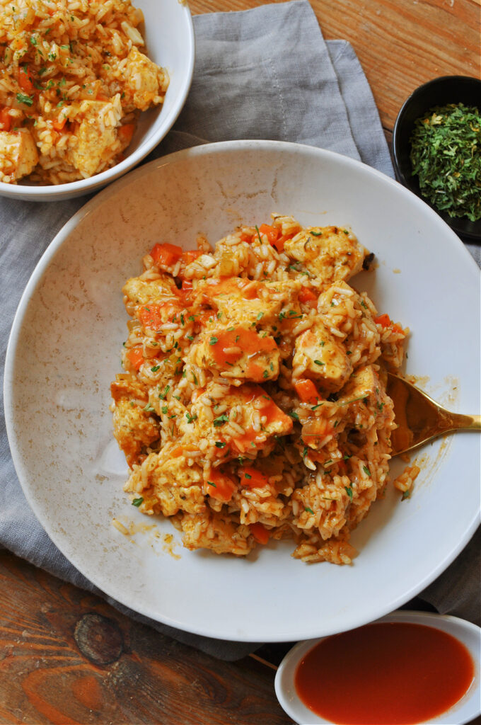 Buffalo Ranch Vegan "Chicken" and Rice - Rabbit and Wolves