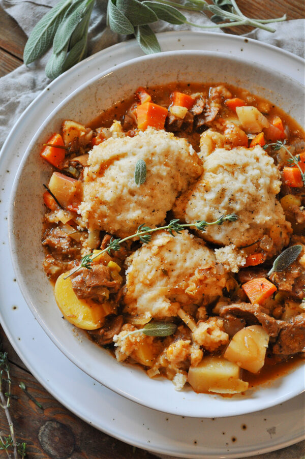 Hearty Vegan "Beef" and Dumplings - Rabbit and Wolves