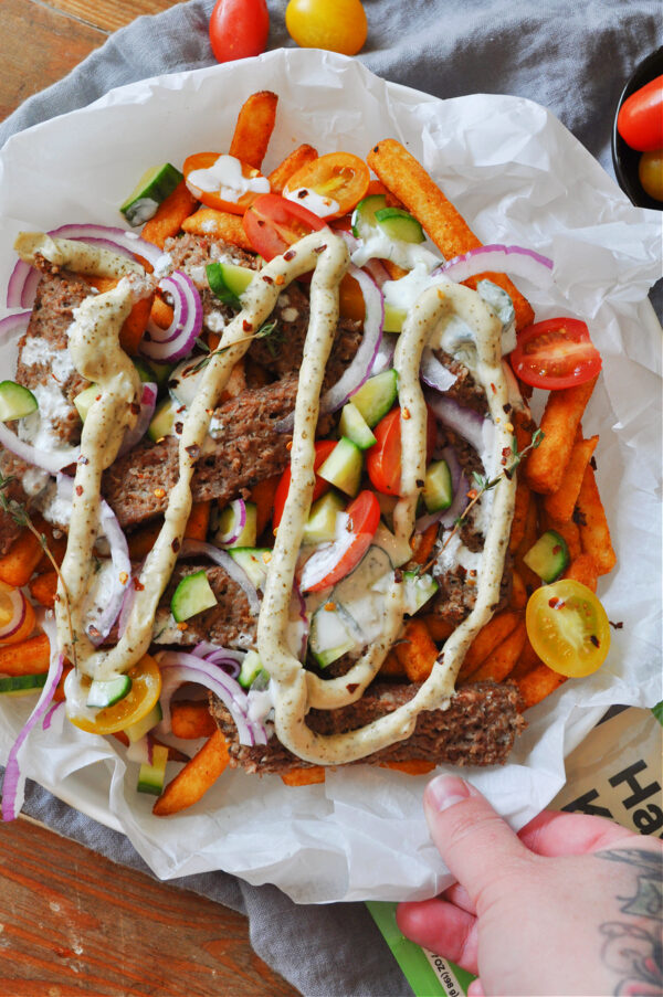 Vegan Mediterranean Loaded Fries - Rabbit and Wolves