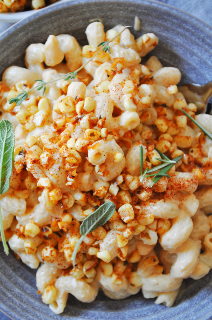 Vegan Creamy Blackened Corn Cavatappi - Rabbit and Wolves